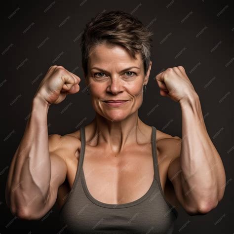 Premium Ai Image Generative Ai Strong And Proud Mature Woman Bodybuilder