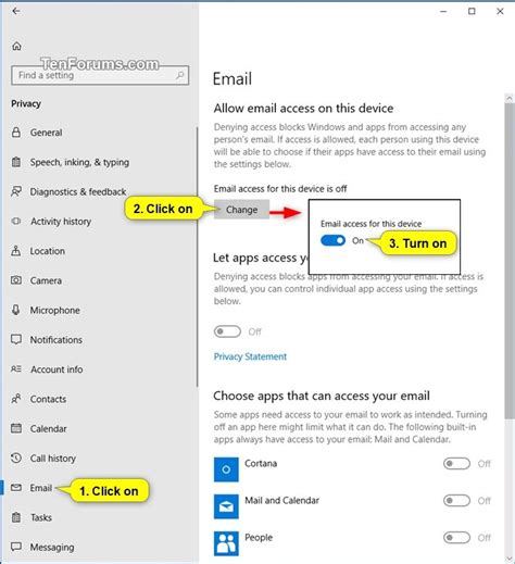 Allow Or Deny OS And Apps Access To Email In Windows 10 Tutorials