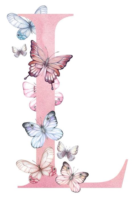 Letras Borboletas Ilustrações Florais Pintura Cor De Rosa Borboleta