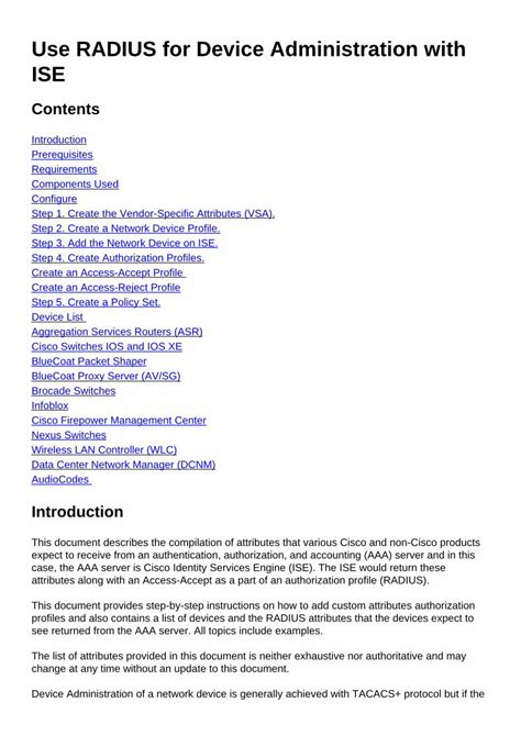 Pdf Use Radius For Device Administration With Ise Dokumentips