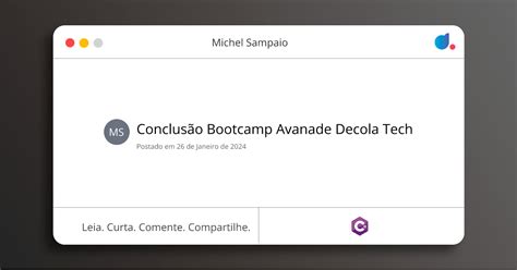 Conclusão Bootcamp Avanade Decola Tech Michel Sampaio C Dio