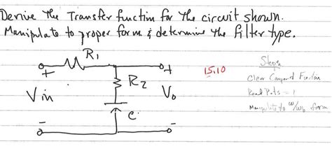 Solved Derive The Transfer Function For The Circuit Shown Chegg Com