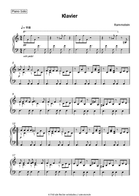 Klavier Rammstein Noten Pdf Solo Klavier Note Storede Klavier