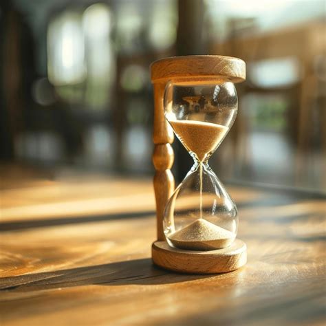 Premium Photo Hourglass Timer On Wooden Table