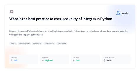What Is The Best Practice To Check Equality Of Integers In Python Labex