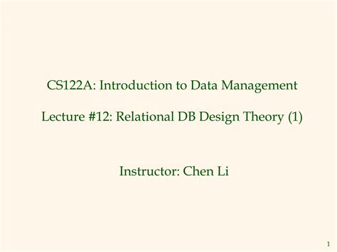 Ppt Relational Database Design Theory Evaluating And Refining Schema