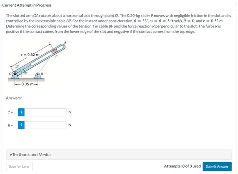 solved the slotted arm oa rotates about a horizontal axis