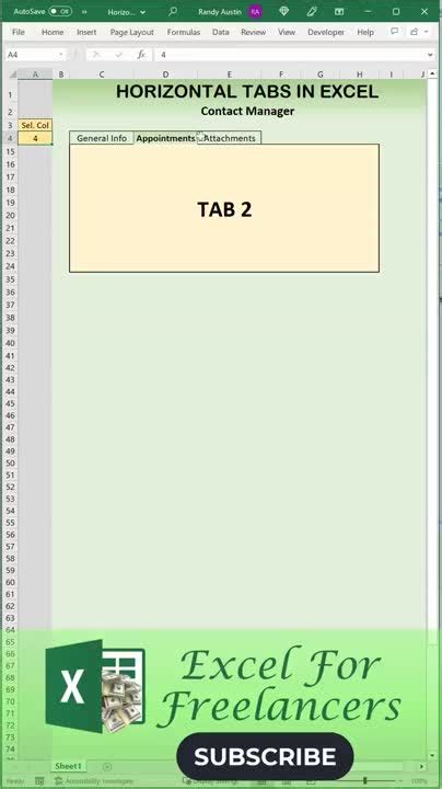 [video] excel works on linkedin learn how to create horizontal tabs in