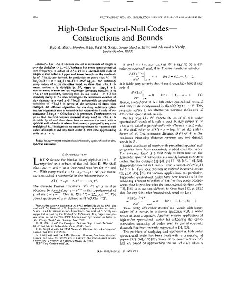 Pdf High Order Spectral Null Codes Constructions And Bounds