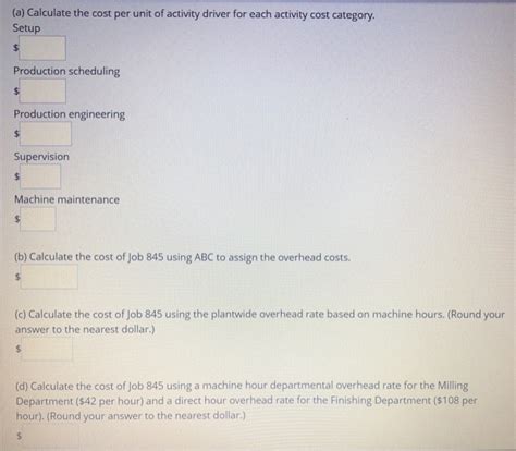 Solved Calculating Activity Based Costing Overhead Rates Chegg Com