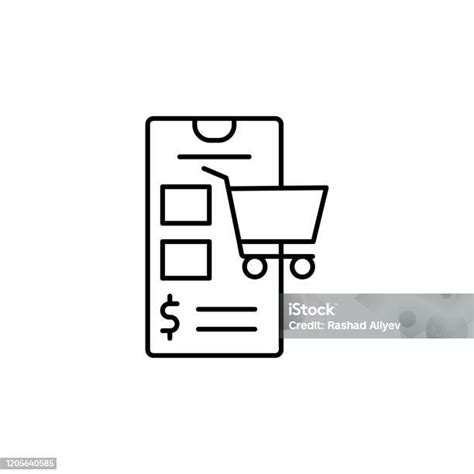 스마트폰 온라인 상점 아이콘입니다 Ui 및 Ux 웹 사이트 또는 모바일 응용 프로그램에 대한 간단한 라인 전화 응용 프로그램 아이콘의 개요 벡터 개념에 대한 스톡 벡터 아트