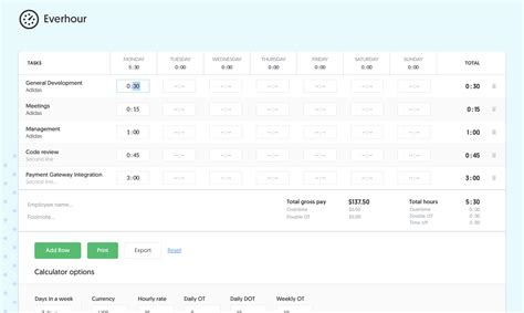 Free Online Time Card Calculator And Project Weekly Timesheet