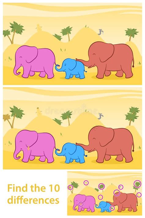 Finden Sie Die Zehn Unterschiede Zwischen Zwei Illustrationen Vektor