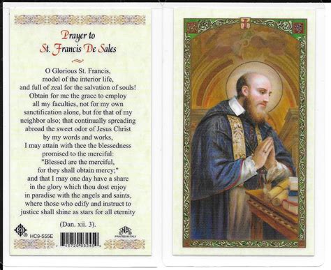 Laminated Prayer Card Prayer To St Francis De Sales
