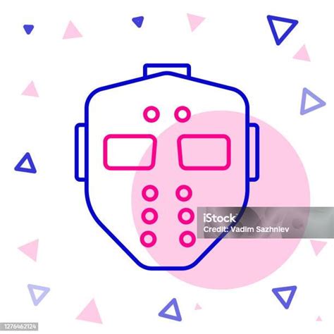 흰색 배경에 격리 된 라인 하키 마스크 아이콘 해피 할로윈 파티 다채로운 개요 개념 벡터 0명에 대한 스톡 벡터 아트 및 기타 이미지 Istock