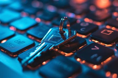Premium Photo A Key On A Keyboard With Blurred Lights A Cybersecurity