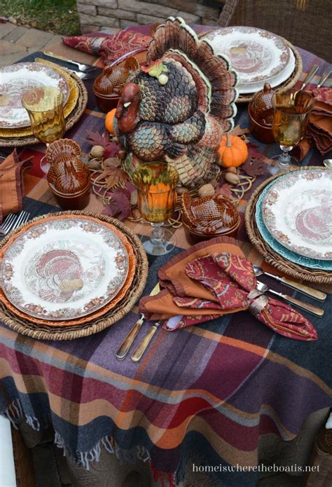 A Turkey Table With Colorful Trimmings For Thanksgiving Artofit