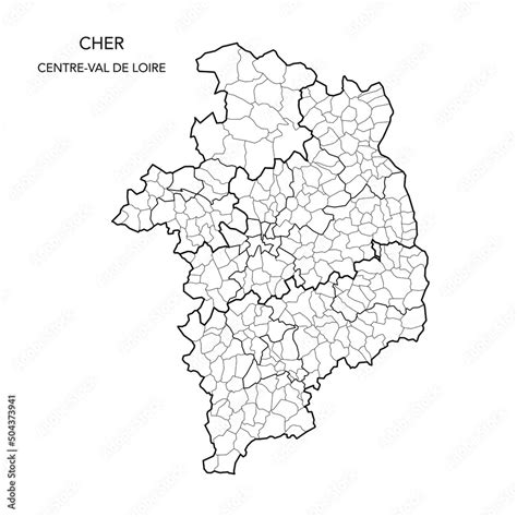 Vetor De Vector Map Of The Geopolitical Subdivisions Of The Département Du Cher Including