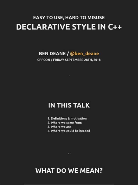 Declarative Style In Cpp Ben Deane Cppcon 2018 Pdf C Functional
