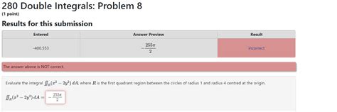 Double Integrals Problem Point Results For Chegg