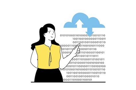 Premium Vector Cloud Computing Concept With People Scene In Flat Web Design Woman Uploading