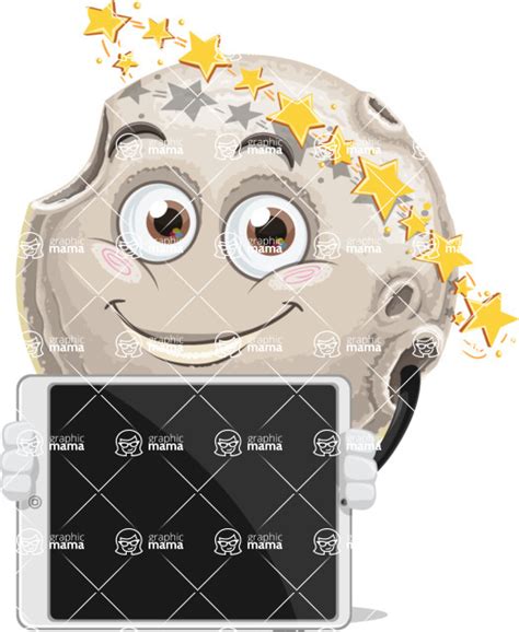 Cartoon Asteroid Character 112 Stock Vector Images Presenting Tablet Graphicmama