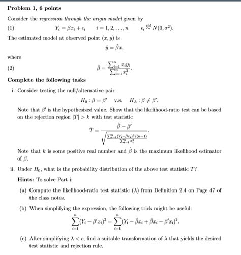 problem 1 6 points consider the regression through