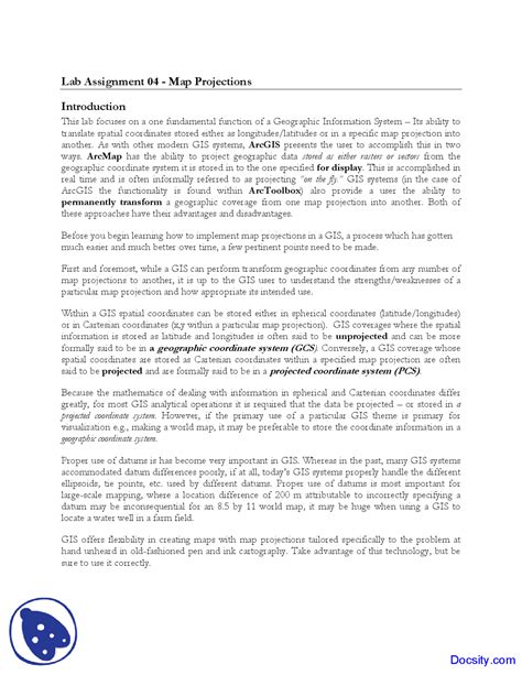 Map Projections Gis And Mapping Lecture Notes Docsity