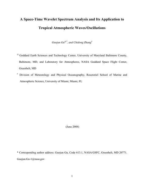Pdf A Space Time Wavelet Spectrum Analysis And Its Application To
