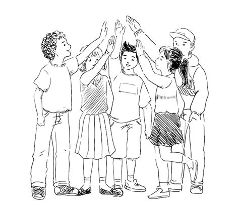 Premium Vector Sketch Of Students High Five