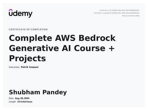 Shubham Pandey On Linkedin Completed This Course Successfully Complete Aws Bedrock Generative Ai