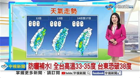 【李琹氣象報報】全台高溫炎熱 山區留意午後局部大雨│中視晨間氣象 20240712 Youtube