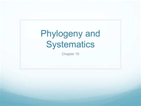 Phylogeny And Systematics