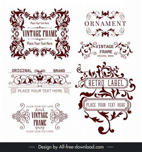 Vintage Frames Border Collection Vintage Curves Shapes Design Vectors Images Graphic Art Designs