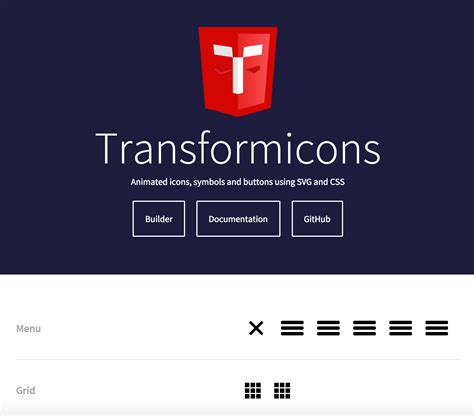 Transformicons Animated Icons Symbols And Buttons Using Svg And Css Web Development Resources