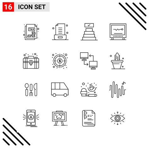 Pixle Perfect Set Of 16 Line Icons Outline Icon Set For Webite Designing And Mobile Applications