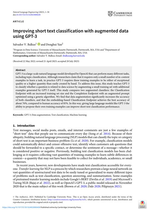 Pdf Improving Short Text Classification With Augmented Data Using Gpt 3