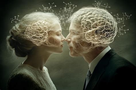 Couple With Illuminated Brains Symbolizing The Intellectual And
