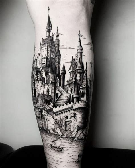 30 Pretty Castle Tattoos That Can Enhance Your Temperament Idées De