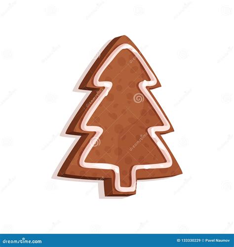 Gingerbread Cookie In The Shape Of A Fir Tree Christmas Symbol New Year Decoration Vector