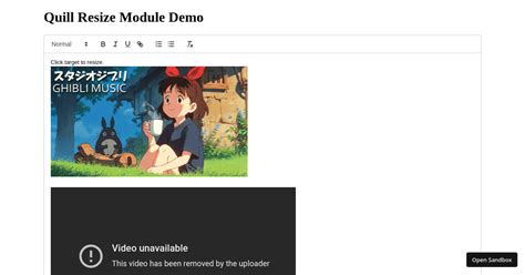Quill Resize Module Demo Codesandbox
