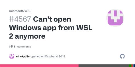 Cant Open Windows App From Wsl 2 Anymore · Issue 4567 · Microsoftwsl