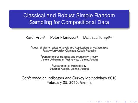 Pdf Classical And Robust Simple Random Sampling For Compositional Data