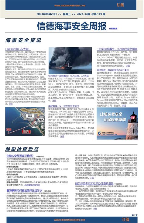 信德海事安全周报2023 32期：防火于未“燃” ，安全滴行船信德海事网 专业海事信息咨询服务平台