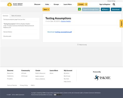 Testing Assumptions Resource Bank