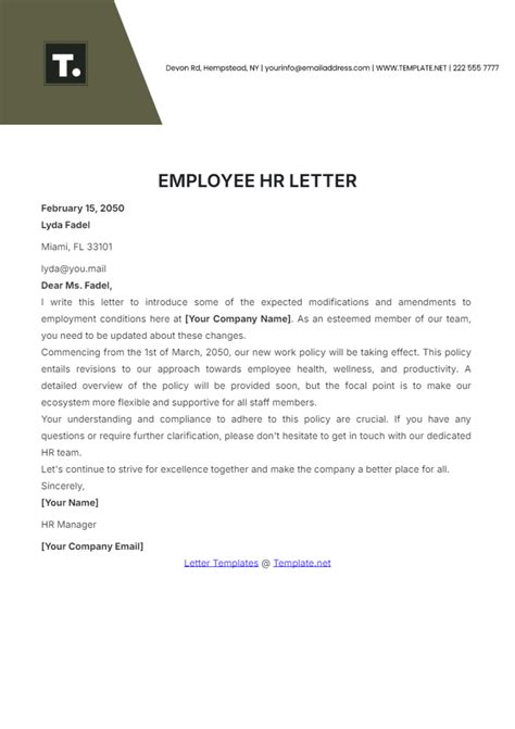Free Employee Hr Letter Template To Edit Online