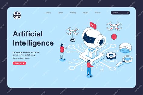 Premium Vector Artificial Intelligence Concept In 3d Isometric Design For Landing Page
