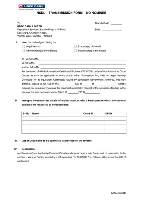 Hdfc Bank Account Detail Addition Modification Deletion Request Form Download In Pdf