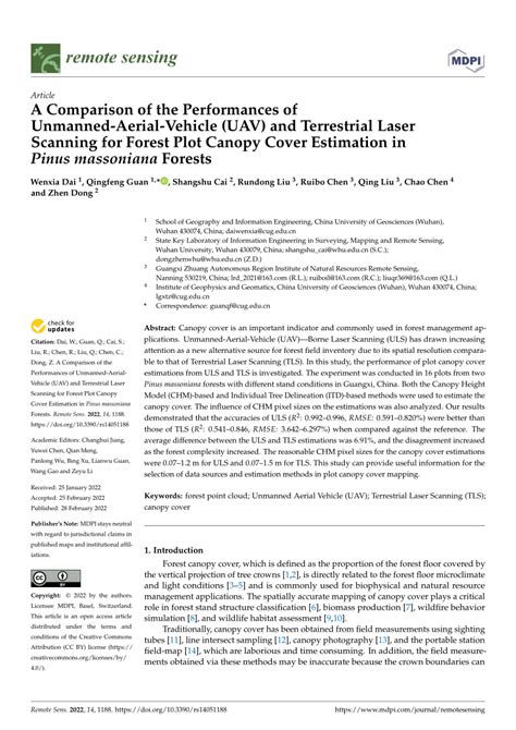 Pdf A Comparison Of The Performances Of Unmanned Aerial Vehicle Uav And Terrestrial Laser