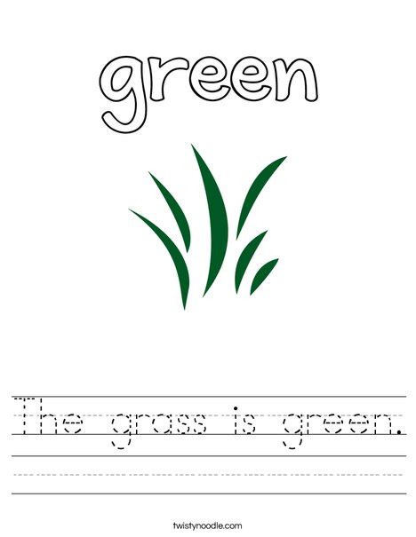 The Grass Is Green Worksheet Twisty Noodle